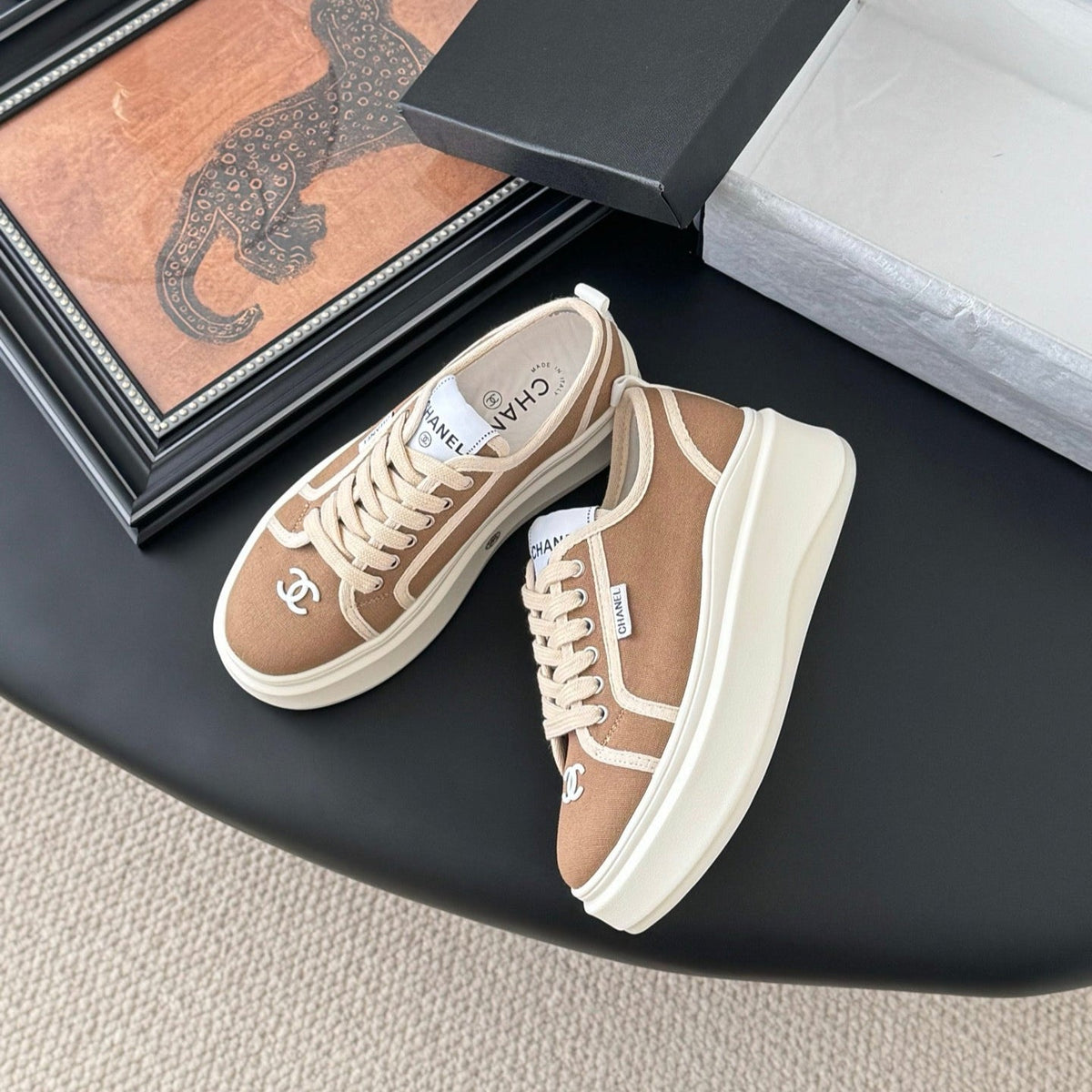 CC 25 Logo Printed Sneaker Brown Fabric Original 305313 – Sajaty